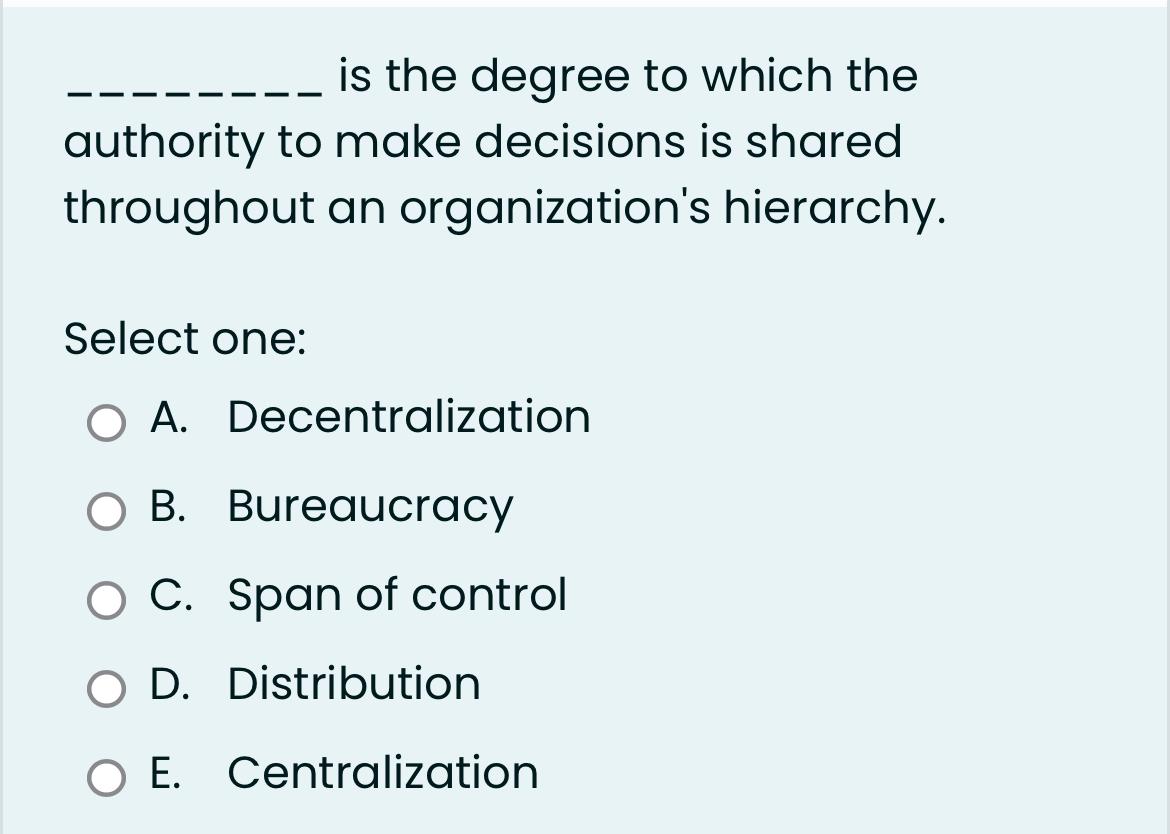 Solved is the degree to which the authority to make | Chegg.com