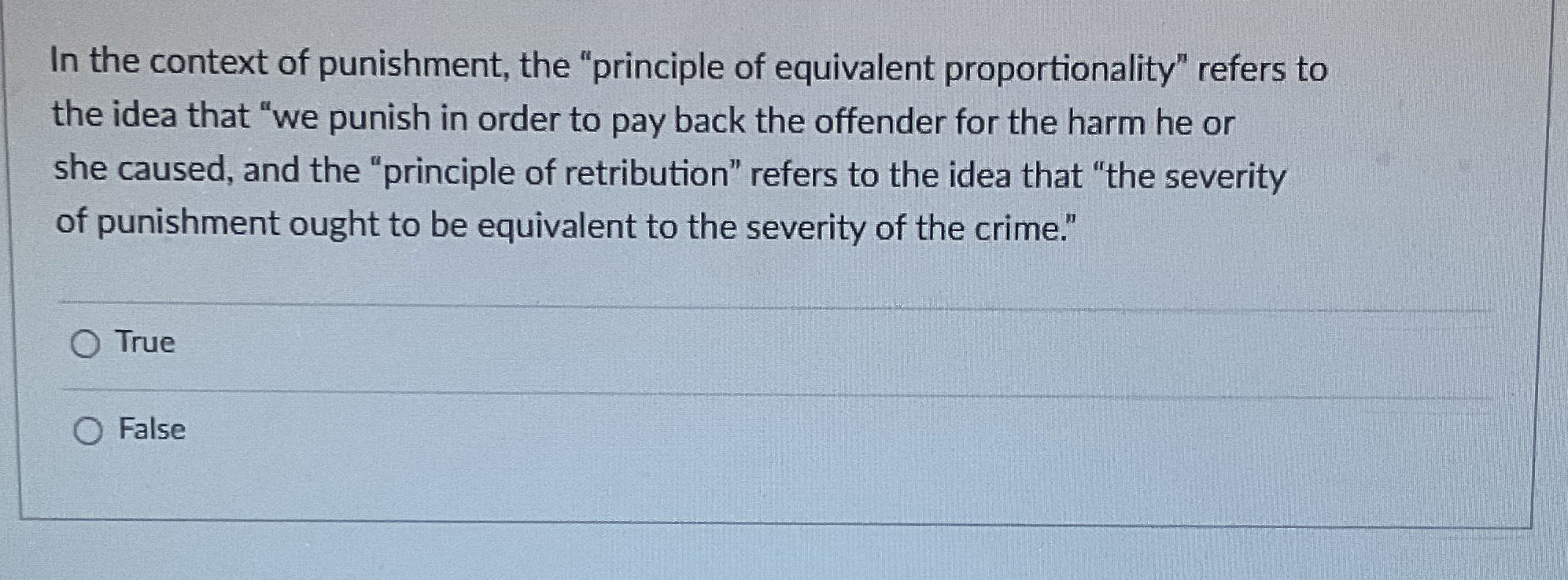 Solved In the context of punishment, the "principle of | Chegg.com