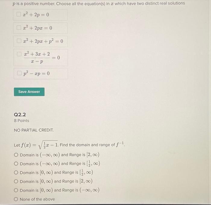 Solved p is a positive number. Choose all the equation(s) in | Chegg.com