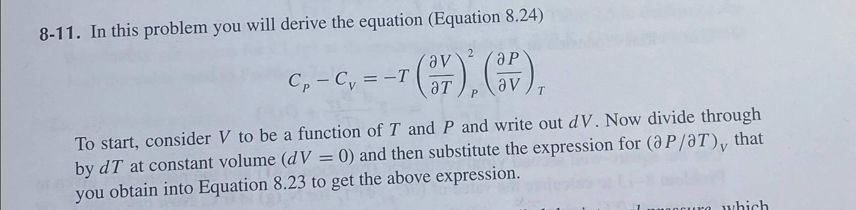 Solved 8-11. ﻿In this problem you will derive the equation | Chegg.com