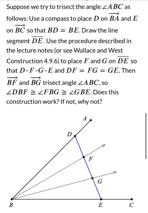 Solved Suppose we try to trisect the angle ∠ABC as follows: | Chegg.com