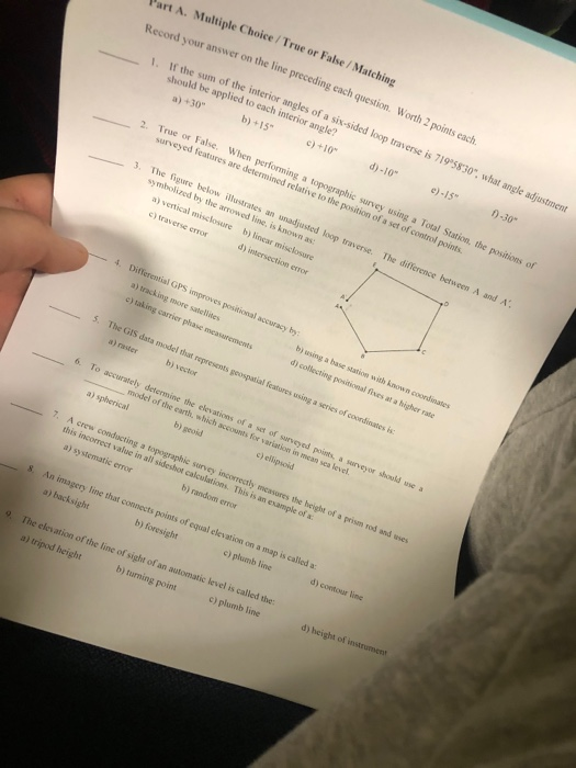 Solved Part A. Multiple Choice/True or False / Matching B | Chegg.com