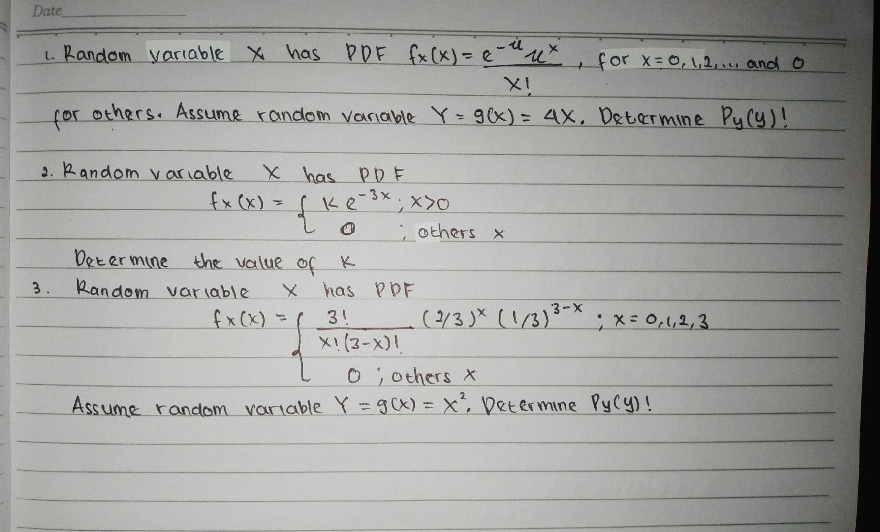 Solved 1. Random variable x has PDF fx(x)=x!e−uux, for | Chegg.com Solved 1. Random variable x has PDF fx(x)=x!e−uux, for | Chegg.com