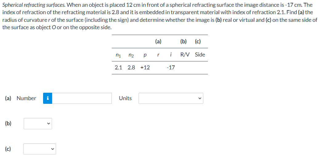 Solved Spherical Refracting Surfaces When An ﻿object Is