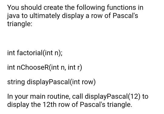 Solved The assignment is to write a java program that calls | Chegg.com