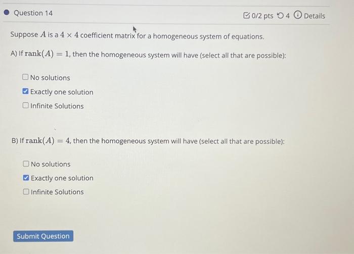 Solved Suppose A is a 4×4 coefficient matrix for a | Chegg.com
