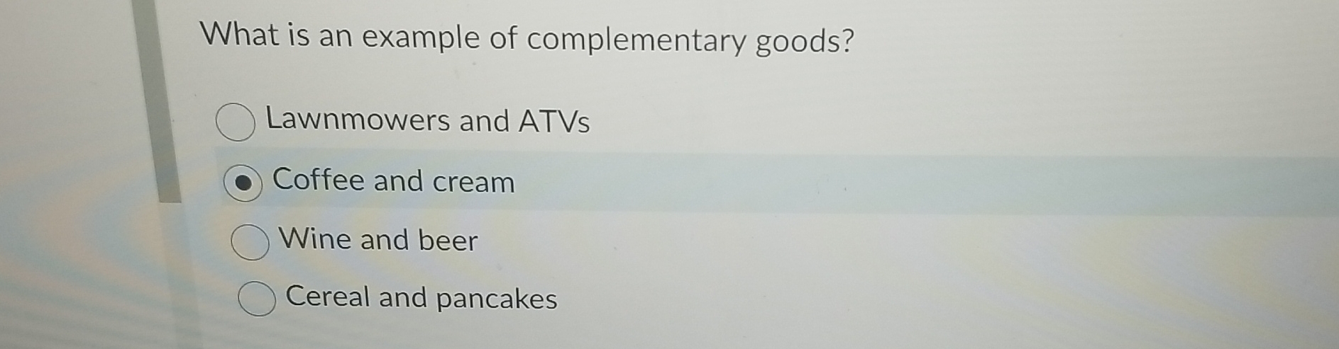Solved What is an example of complementary goods?Lawnmowers | Chegg.com