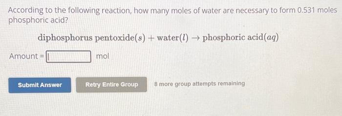 Solved According to the following reaction, how many moles | Chegg.com