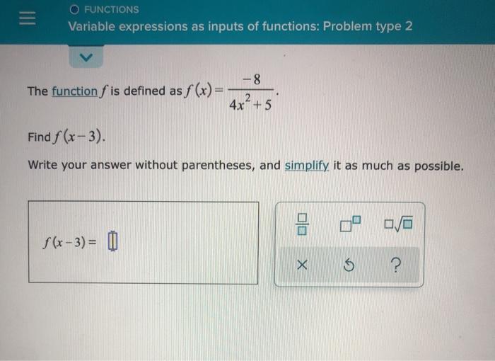 Solved O FUNCTIONS Variable expressions as inputs of | Chegg.com