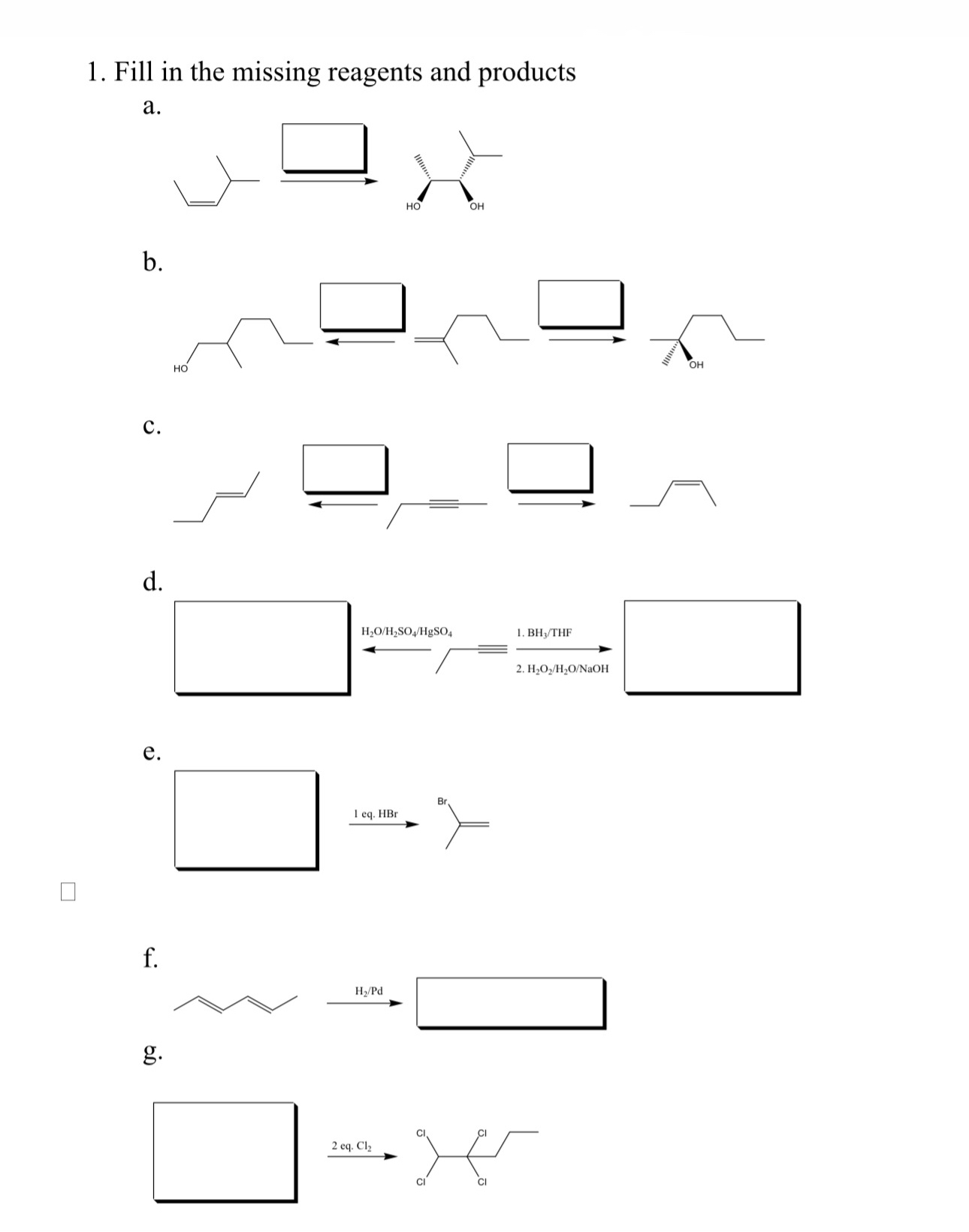 Solved Fill in the missing reagents and | Chegg.com
