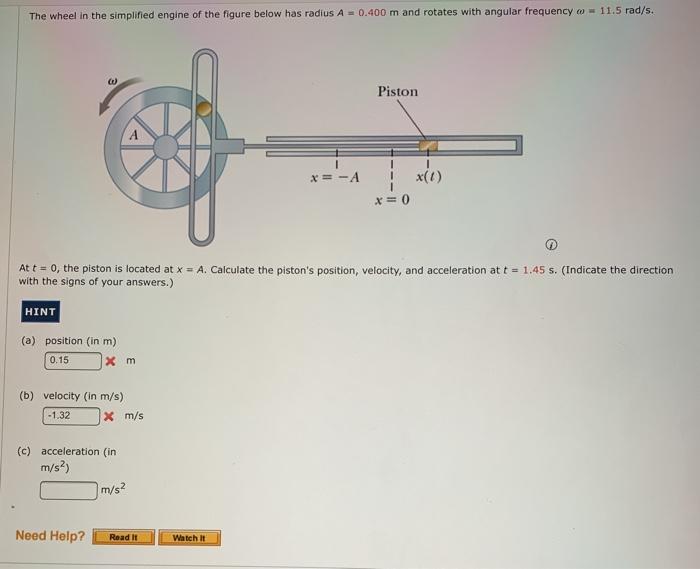Solved The wheel in the simplified engine of the figure | Chegg.com