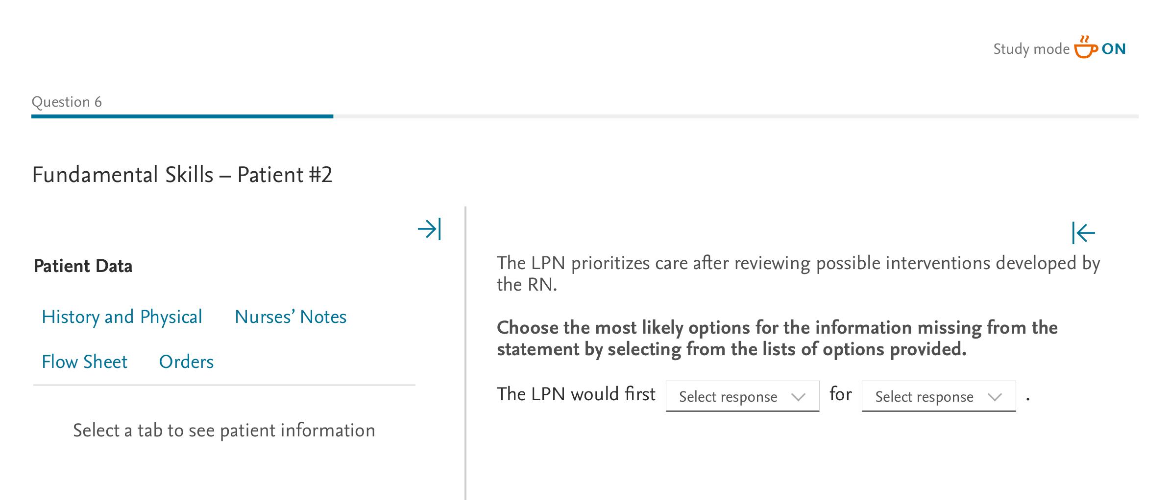 Solved Study mode :' ﻿ONQuestion 6Fundamental Skills - | Chegg.com