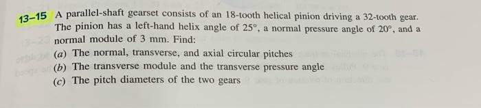 Solved 13-51 The gears shown in the figure have a normal | Chegg.com