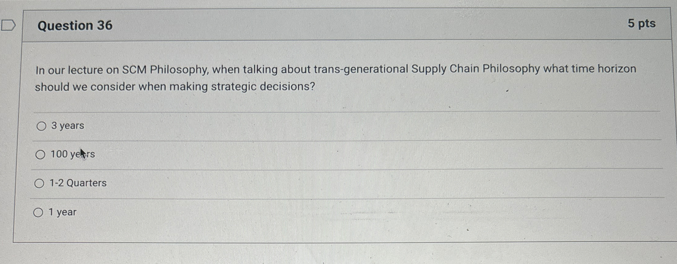 Solved Question 365 ﻿ptsIn our lecture on SCM Philosophy, | Chegg.com