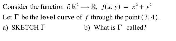 Solved Consider the function f:R2 R,f(x,y)=x2+y2 Let Γ be | Chegg.com