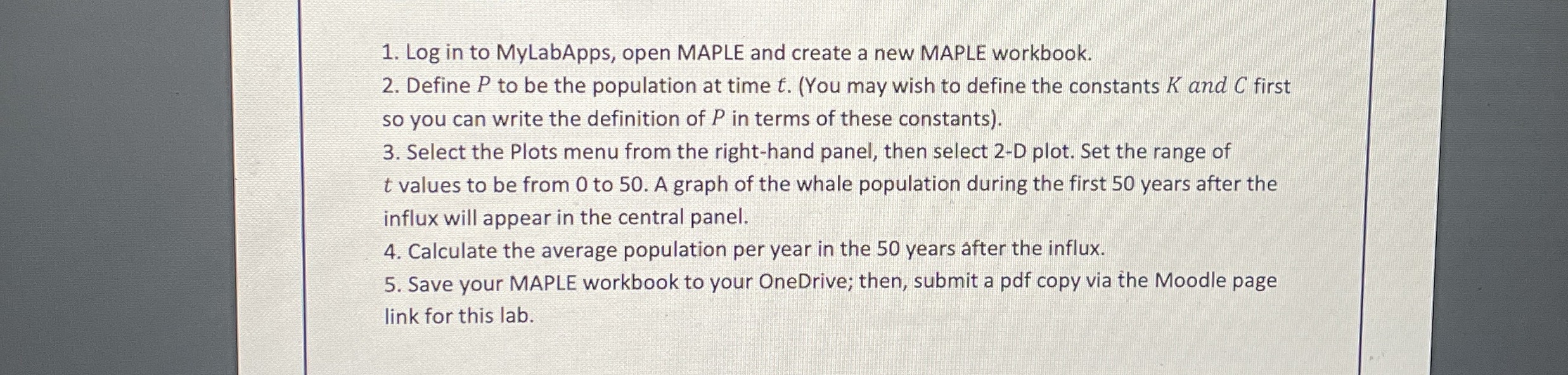 Solved Log in to MyLabApps, open MAPLE and create a new | Chegg.com