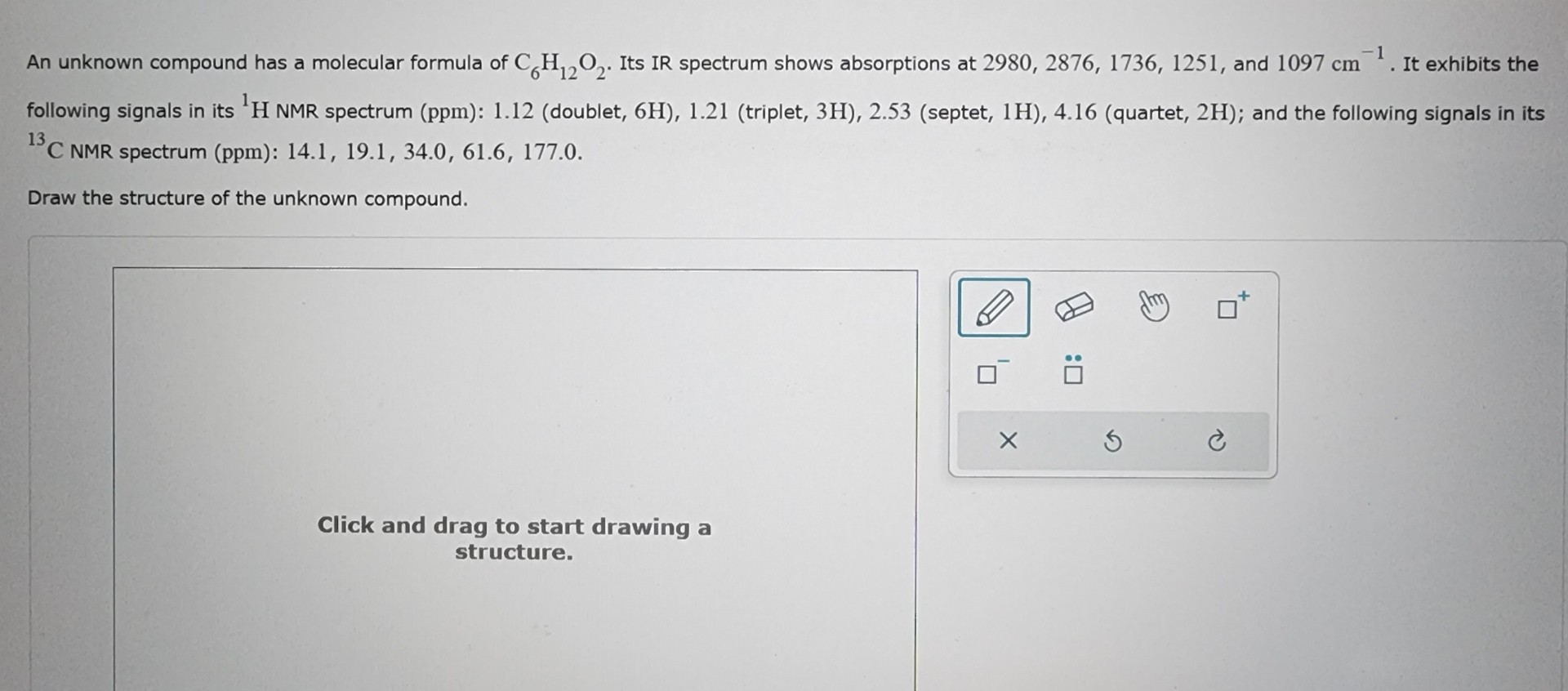 Solved An unknown compound has a molecular formula of | Chegg.com