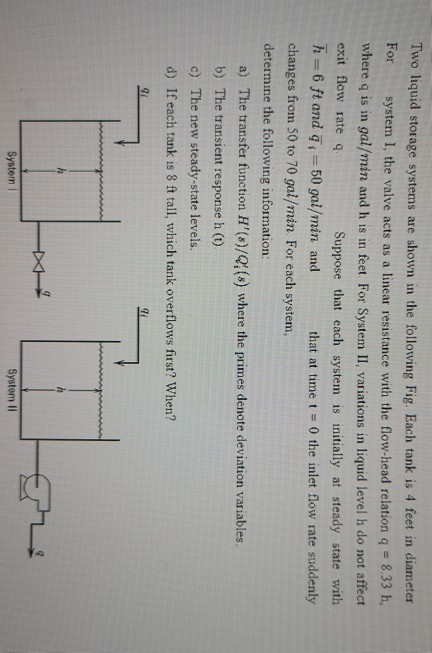 Solved Two liquid storage systems are shown in the following | Chegg.com