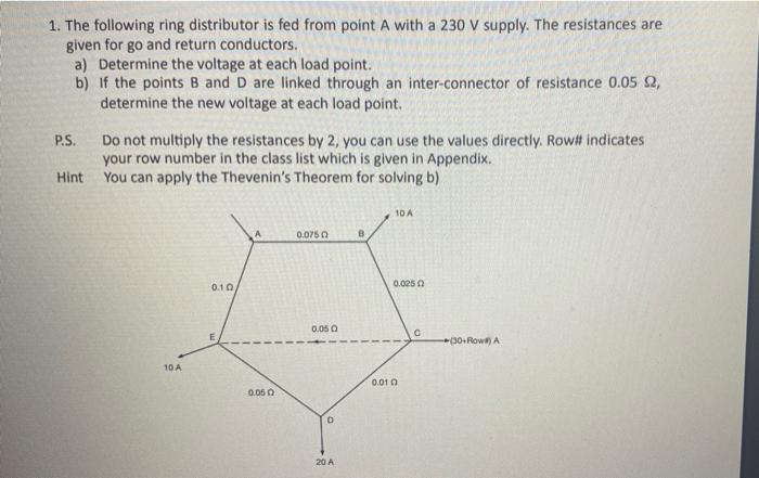 Solved 1. The following ring distributor is fed from point A | Chegg.com