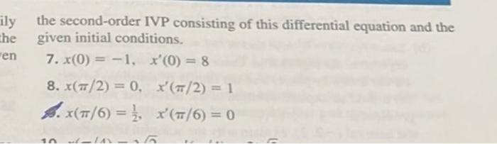 Solved the second-order IVP consisting of this differential | Chegg.com
