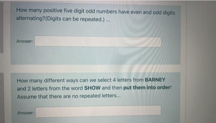 Solved How many positive five digit odd numbers have even | Chegg.com