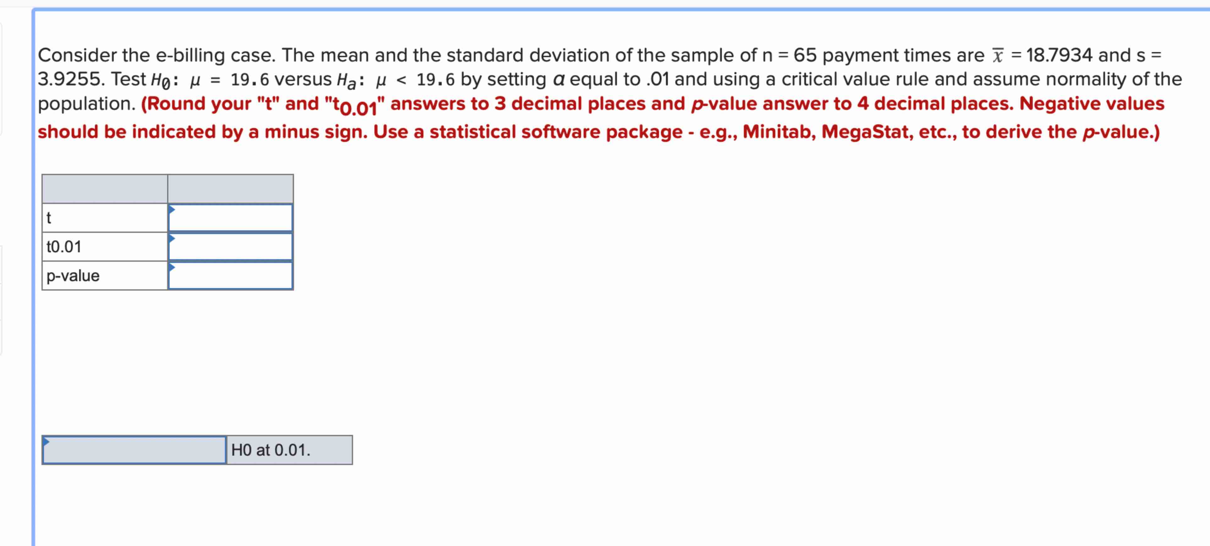 Solved Consider the e-billing case. The mean and the | Chegg.com