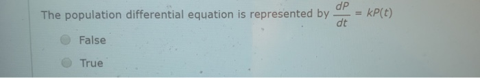 Solved The population differential equation is represented | Chegg.com