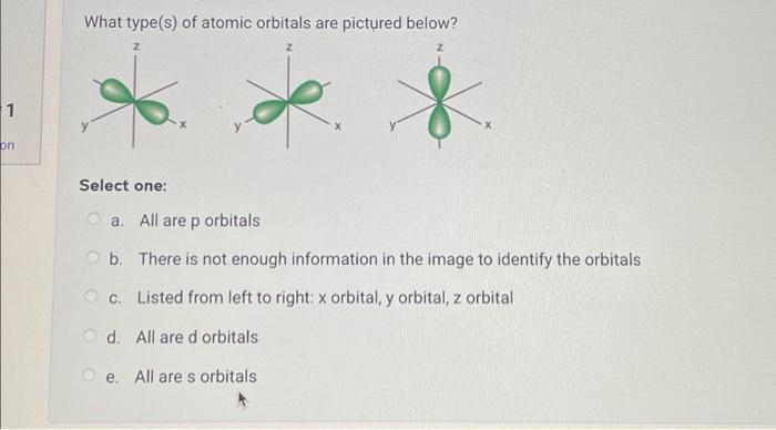 Solved What type(s) of atomic orbitals are pictured below? | Chegg.com