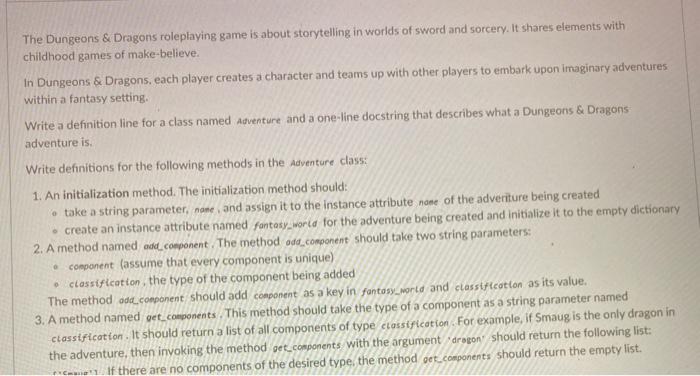 Solved The Dungeons & Dragons roleplaying game is about | Chegg.com