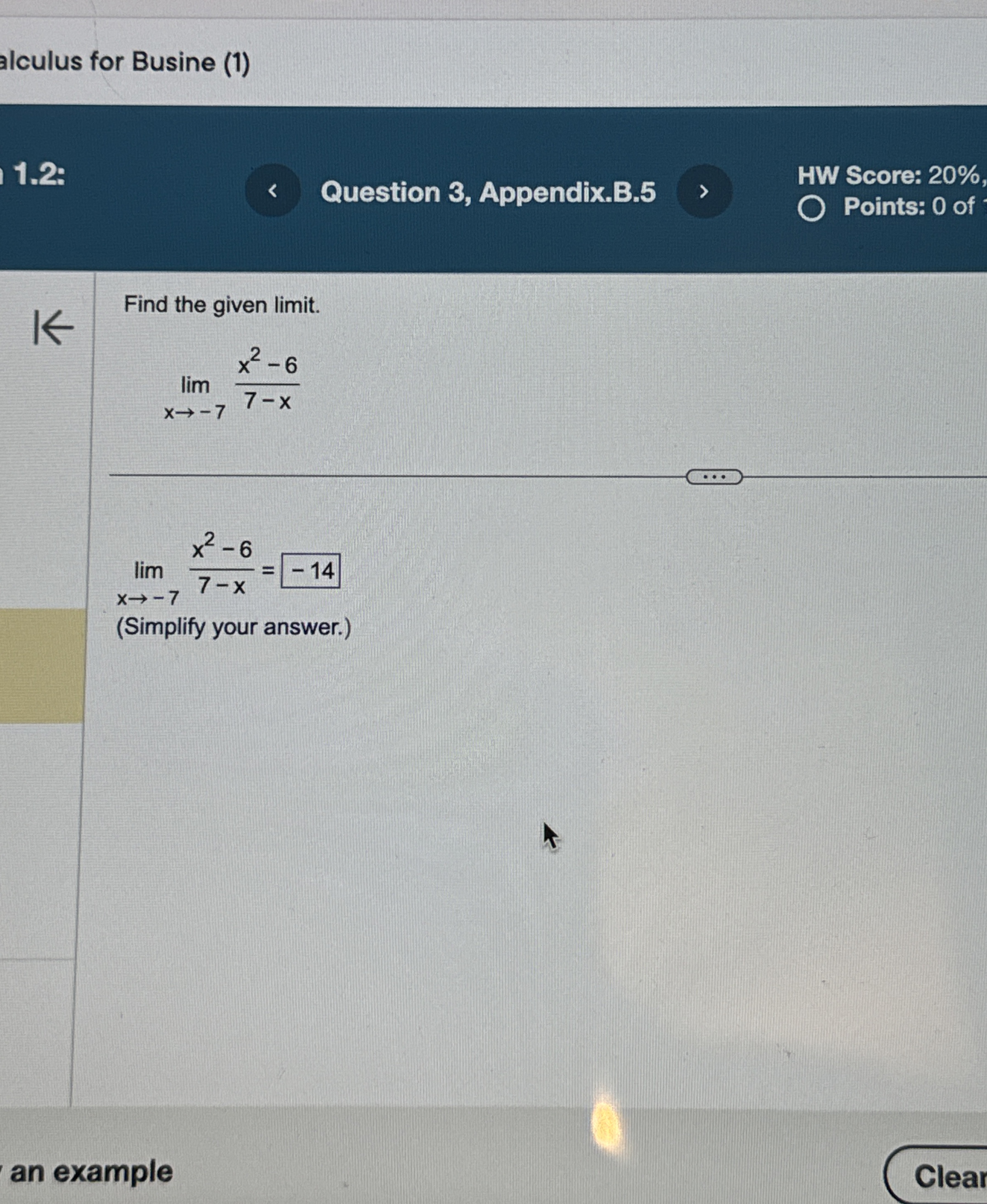 Solved alculus for Busine (1)1.2Question 3, ﻿Appendix.B. 5HW | Chegg.com