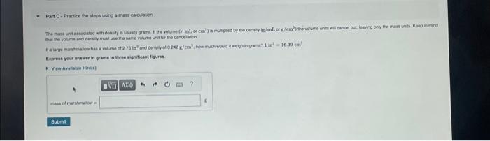 Solved ♥ Part C Practice the steps using a mass calculation | Chegg.com