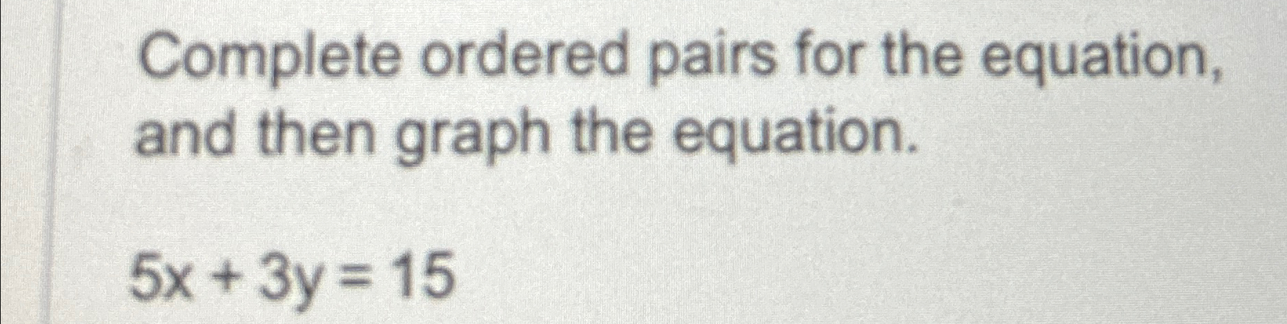 Solved Complete ordered pairs for the equation, and then | Chegg.com