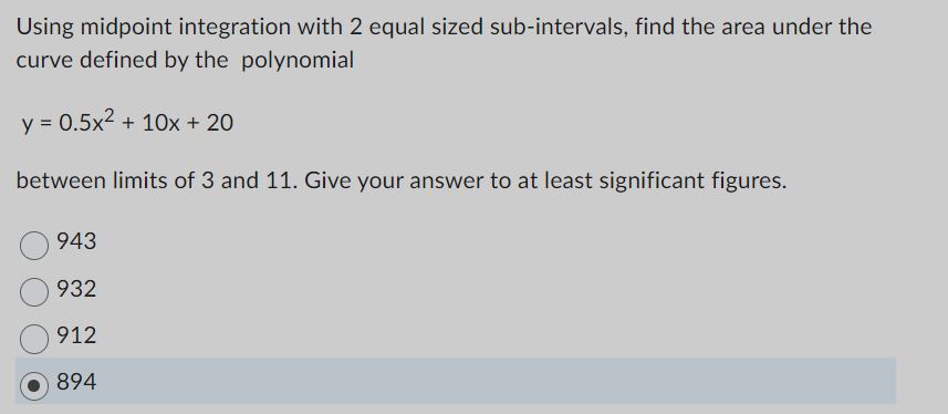 Solved Using midpoint integration with 2 ﻿equal sized | Chegg.com