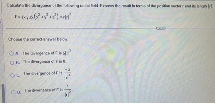 Solved Calculate the divergence of the following radial | Chegg.com