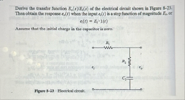 Solved Derive the transfer function E0sE1(s) ﻿of the | Chegg.com