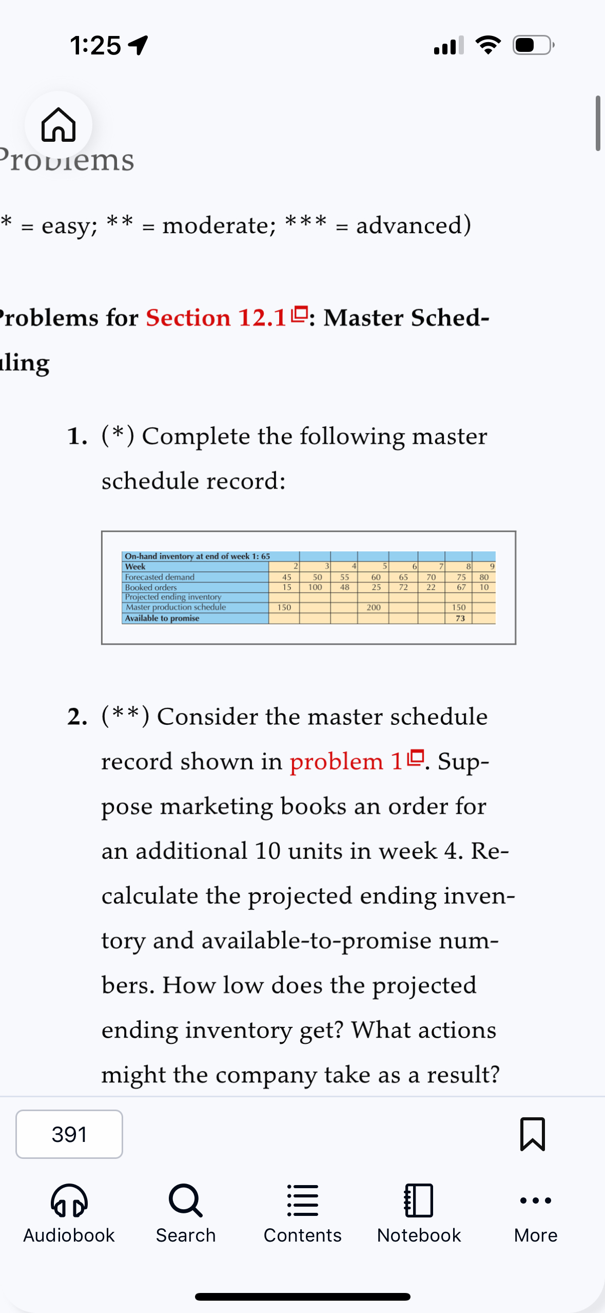 Solved 1:25Ωroviems**= ﻿easy ;****= ﻿moderate ;****= | Chegg.com