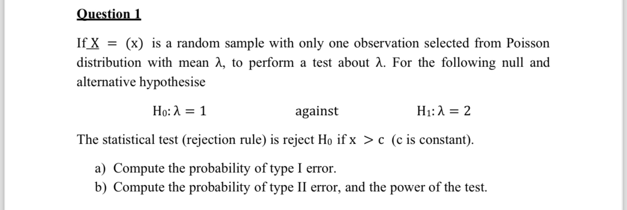 Solved Question 1If x?=(x) ﻿is a random sample with only one | Chegg.com