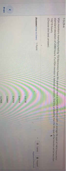 Solved 7-3-29-A VGA monitors manufactured by TSI Electronics | Chegg.com