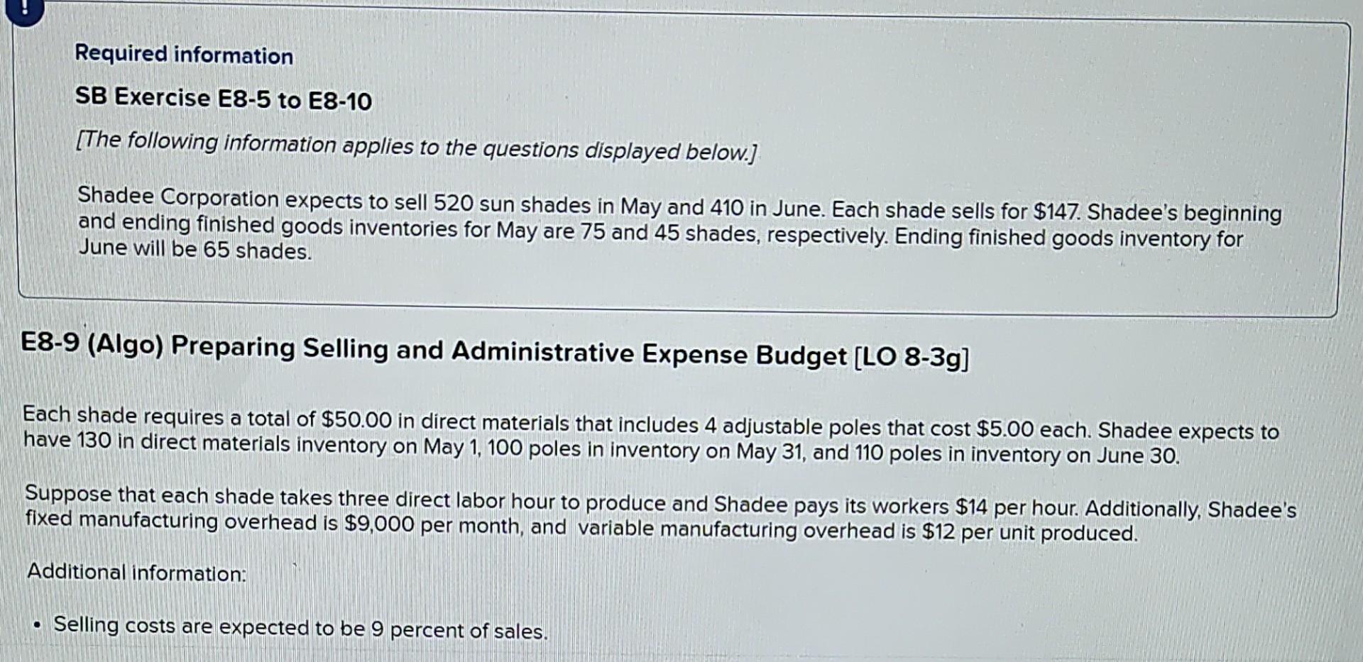 Solved Required information SB Exercise E8-5 to E8-10 [The | Chegg.com