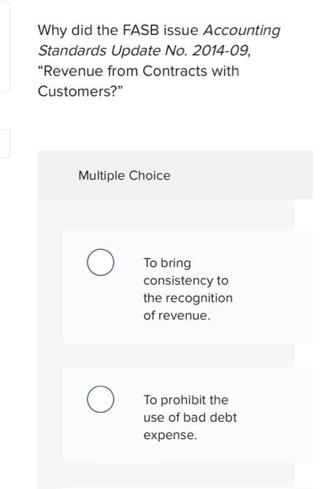Solved Why did the FASB issue Accounting Standards Update | Chegg.com