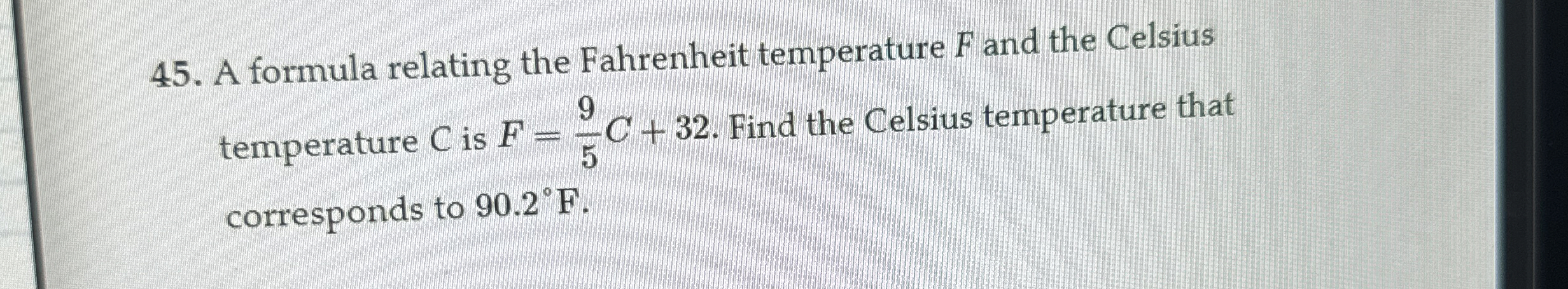Solved A formula relating the Fahrenheit temperature F ﻿and | Chegg.com