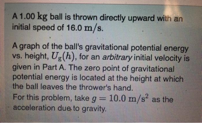 Solved A 1.00 kg ball is thrown directly upward with an | Chegg.com