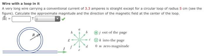 Solved Wire with a loop in it A very long wire carrying a | Chegg.com
