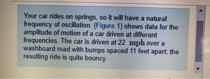 Solved Your car rides on springs, so it will have a natural | Chegg.com