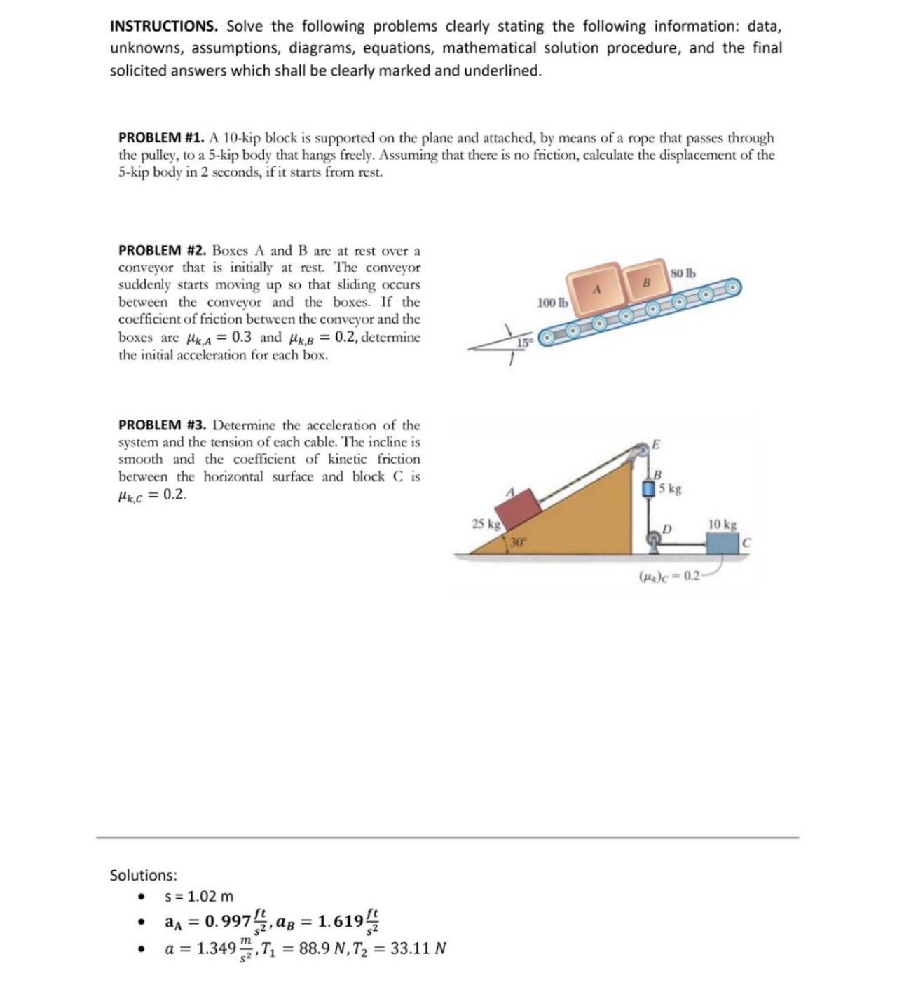Solved INSTRUCTIONS. Solve the following problems clearly | Chegg.com