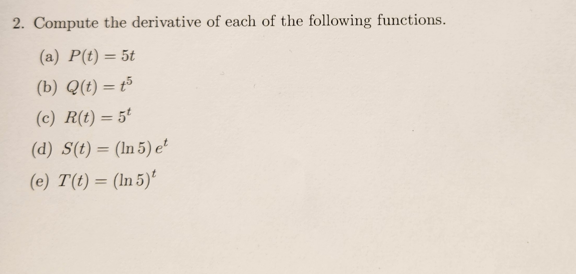 Solved Compute the derivative of each of the following | Chegg.com