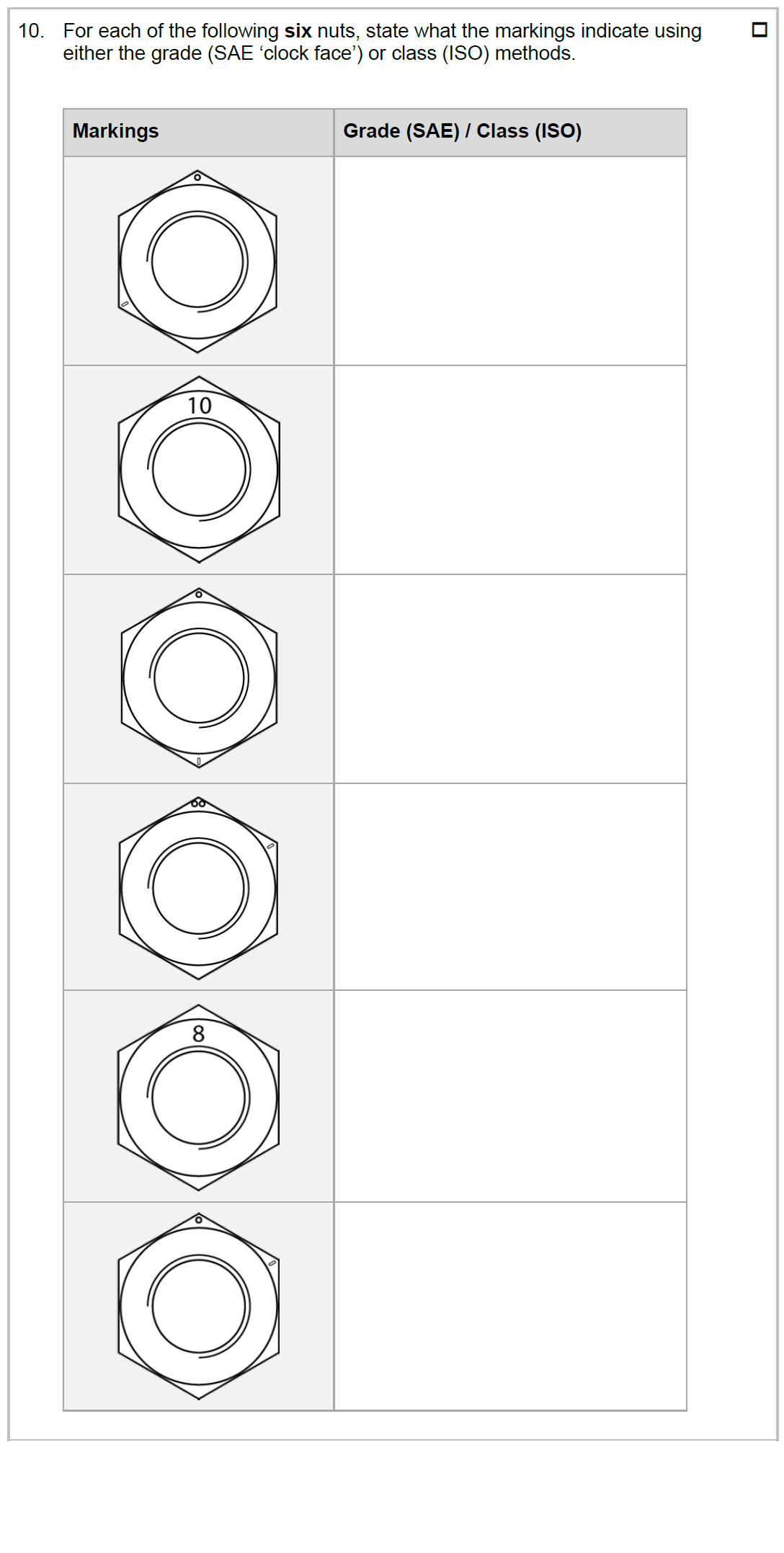 Solved 10. ﻿For each of the following six nuts, state what | Chegg.com