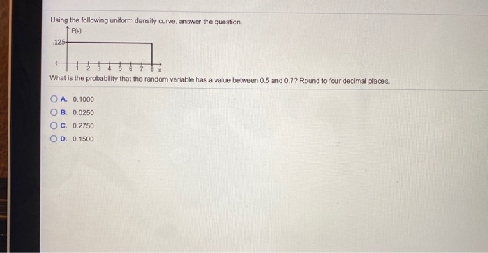 Solved Using the following uniform density curve, answer the | Chegg.com