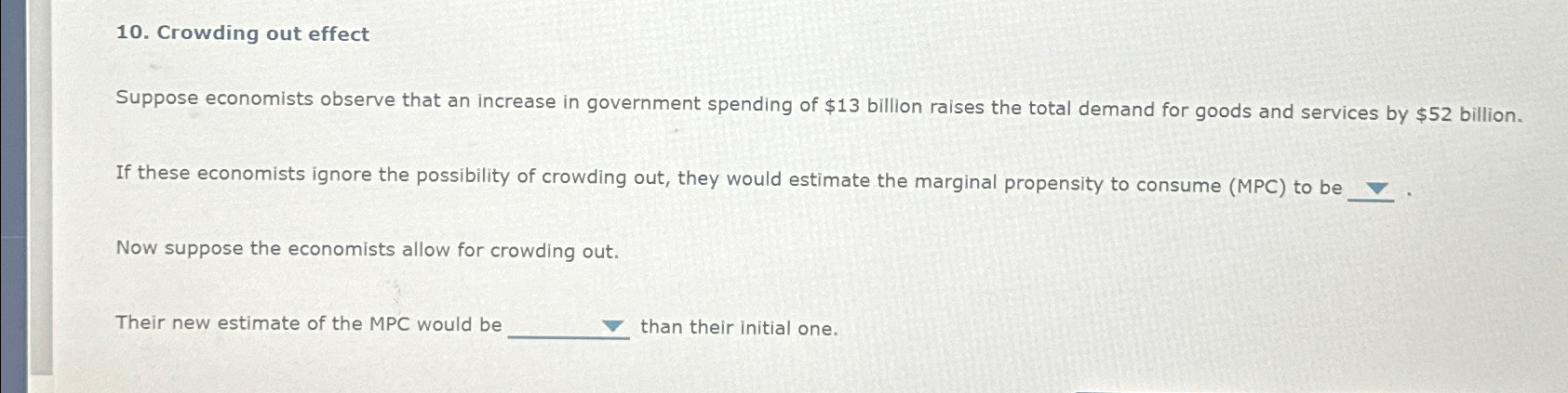 Solved Crowding out effectSuppose economists observe that an | Chegg.com