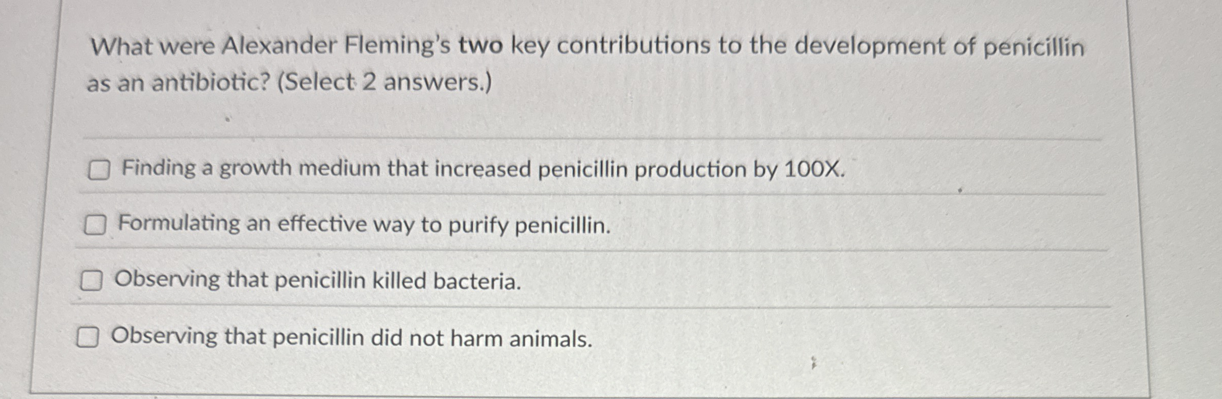 Solved What were Alexander Fleming's two key contributions | Chegg.com